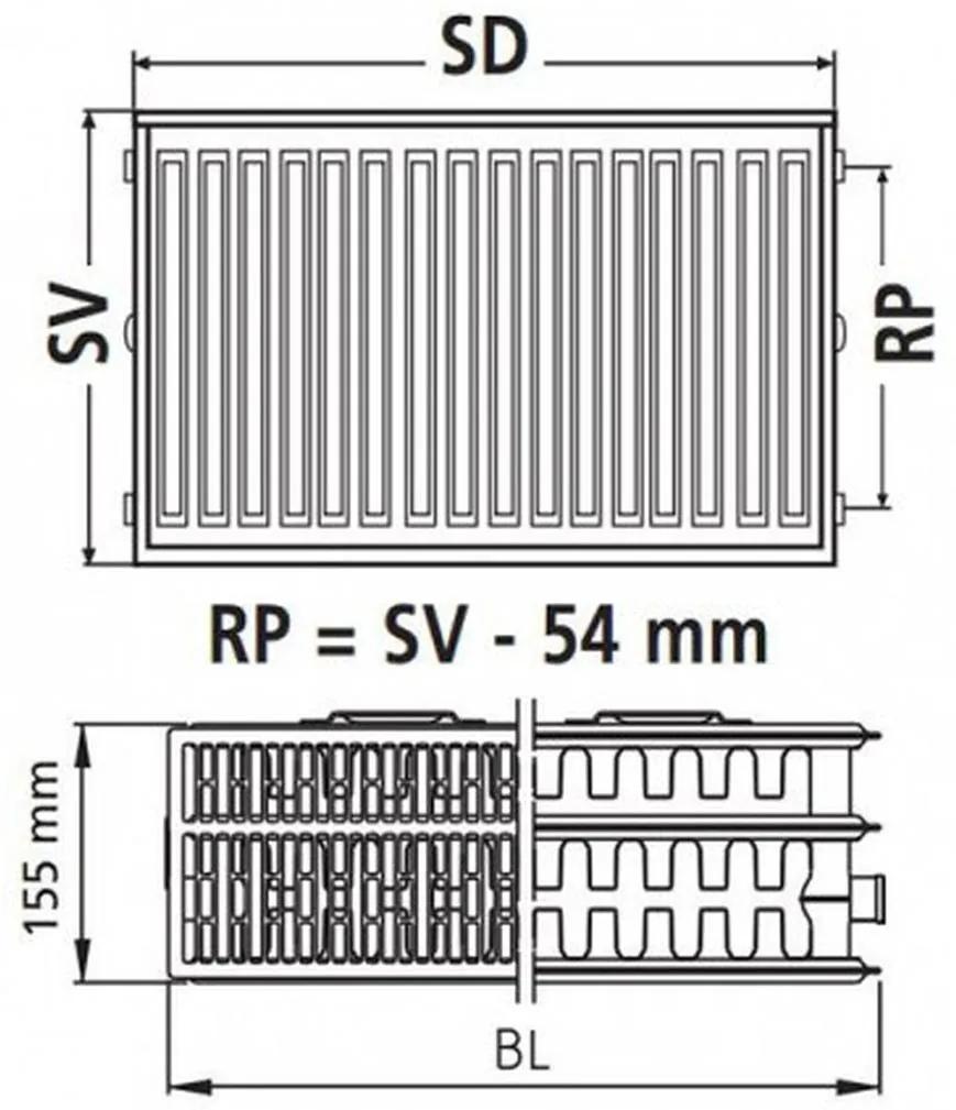 Kermi Therm X2 Profil-kompakt deskový radiátor 33 400 / 1400 FK0330414