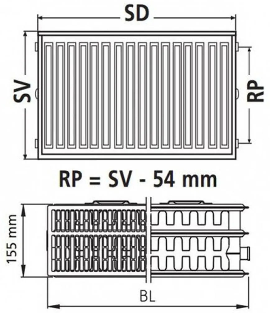 Kermi Therm X2 Profil-kompakt deskový radiátor 33 500 / 1000 FK0330510