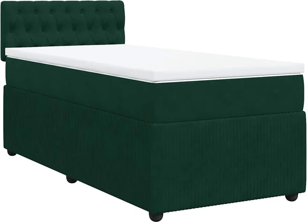 Box spring postel s matrací tmavě zelená 90x200 cm samet 3287647