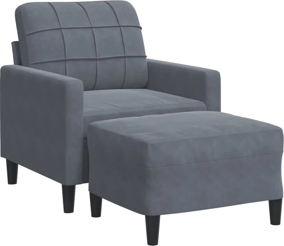 Křeslo s podnožkou tmavě šedé 60 cm samet 3278258