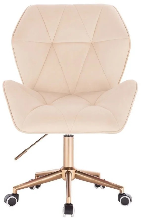 LuxuryForm DESIGN Židle MILANO MAX VELUR na zlaté podstavě s kolečky - krémová