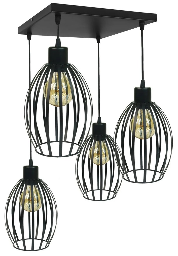 Light for home - Závěsné svítidlo 7001/PK4LCZ FIORDA, 4xE27/60W, černá struktura, 4xE27/60W, Černá