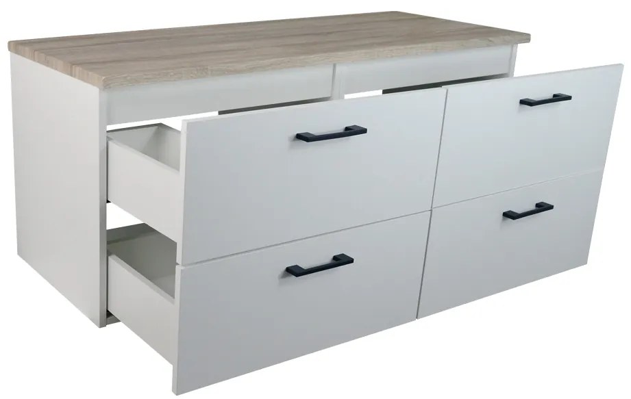 Comodo Koupelnová skříňka pod deskové umyvadlo Agria NEW W 120-HD - bílá/dub sonoma