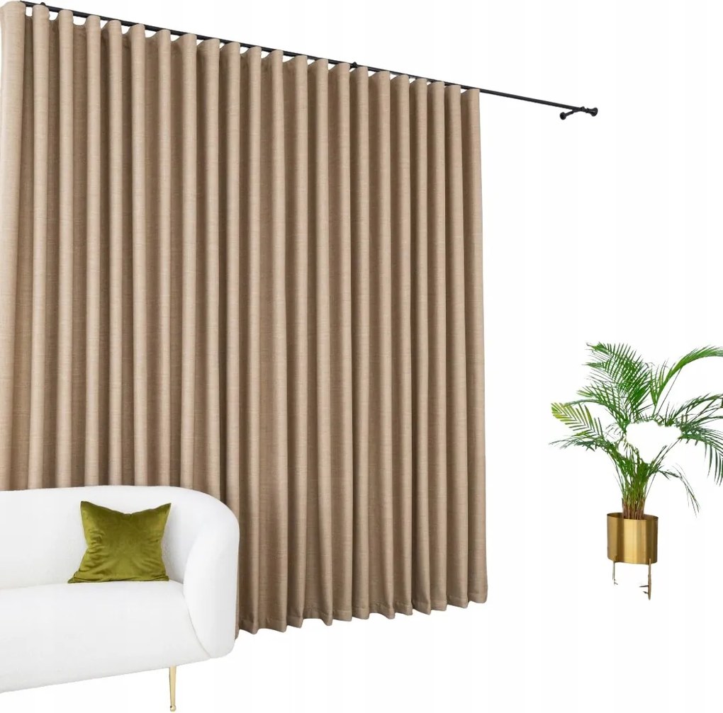 Široká Zatemňovací Závěs Tmavě Béžová 140 Šířka X 220 Výška Zatemňuje 80 %