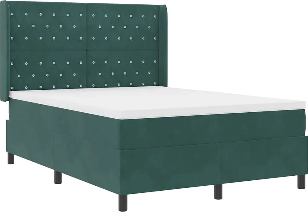 Postel s boxspringem s matrací Tmavě zelená 140 x 190 cm samet 3341951