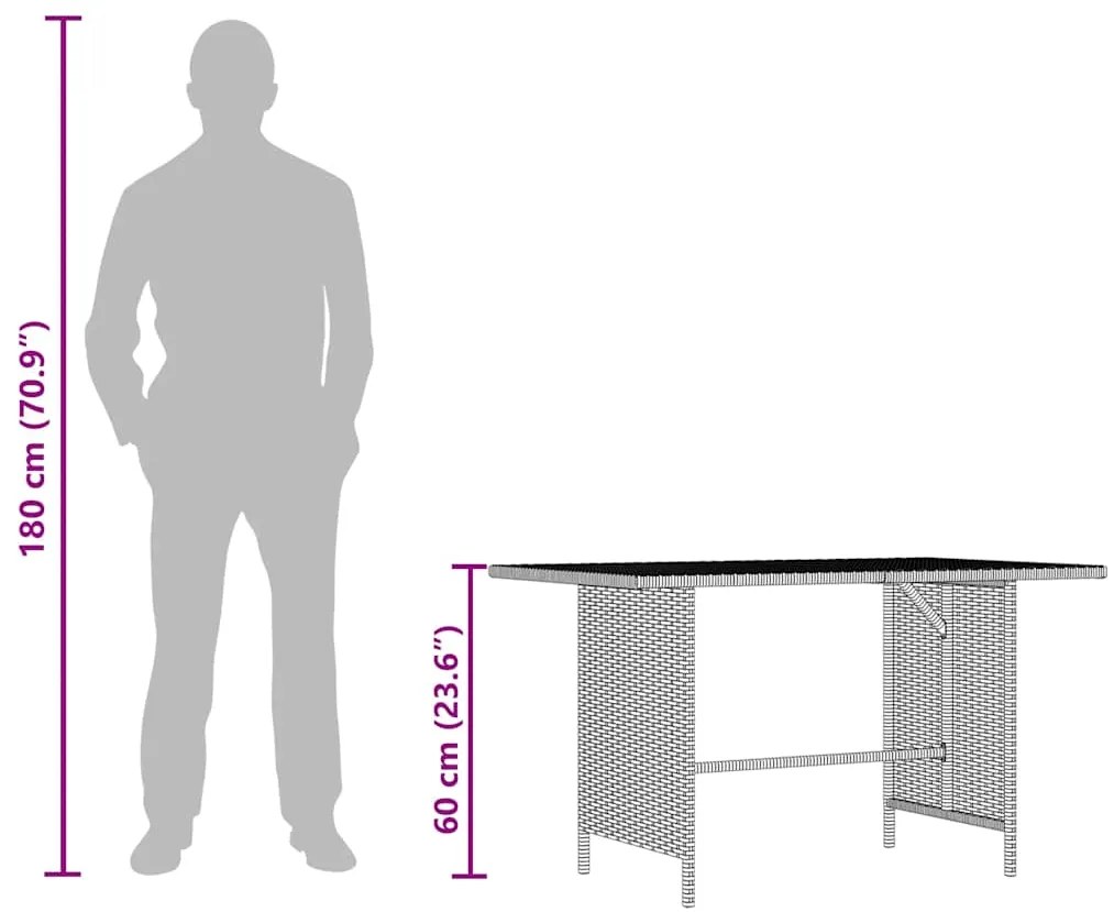 vidaXL Marketos Zahradní jídelní stůl černý 110 x 70 x 65 cm polyratan
