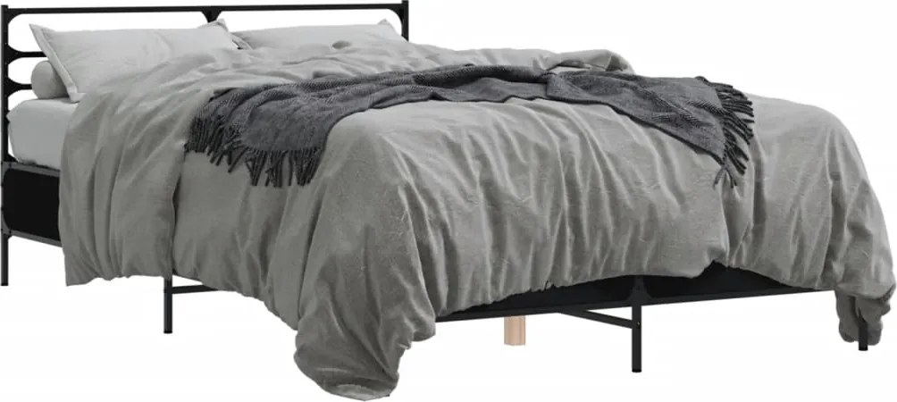 Rám postele černý 135 x 190 cm kompozitní dřevo a kov 3280072