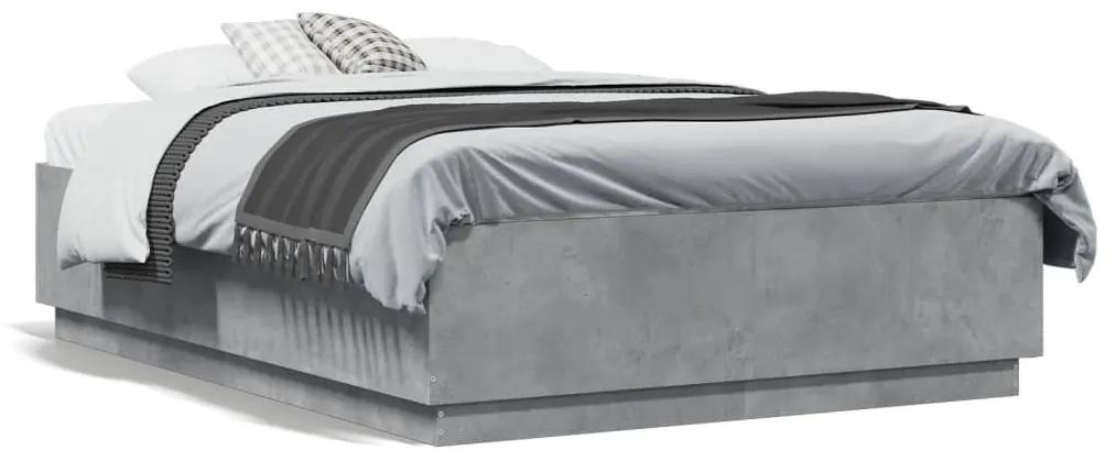 Rám postele s LED osvětlením betonově šedý 140x190 cm kompozit,  3209642