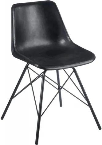 Židle CROSS kožená s kovovou konstrukcí černá 68795