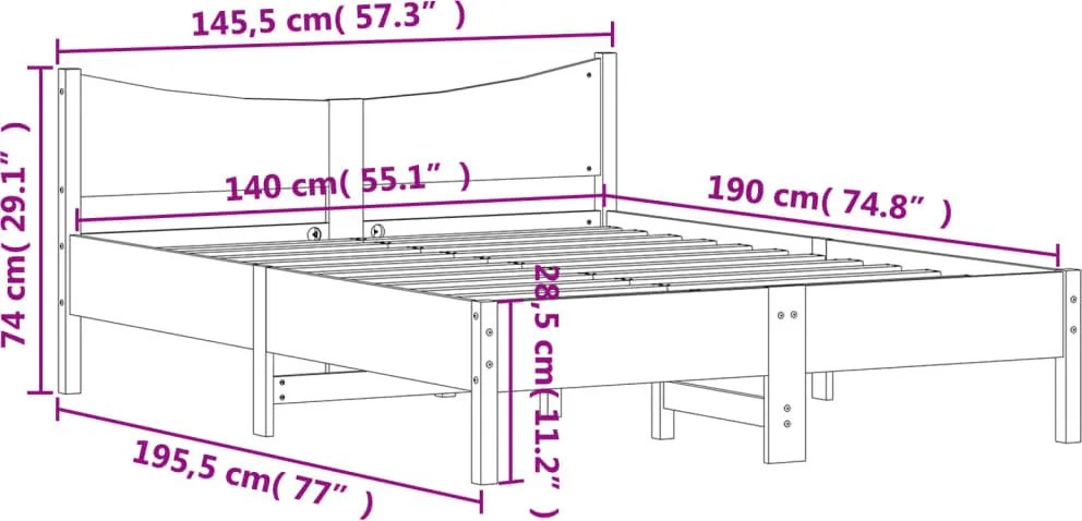 vidaXL Rám postele 140 x 190 cm masivní borovice [844741] Barva: Přírodní