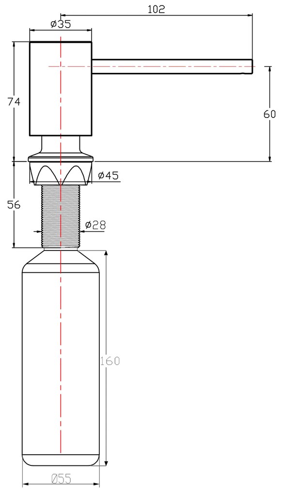 Sapho, Zápustný dávkovač mýdla, kulatý, nerez, SP010