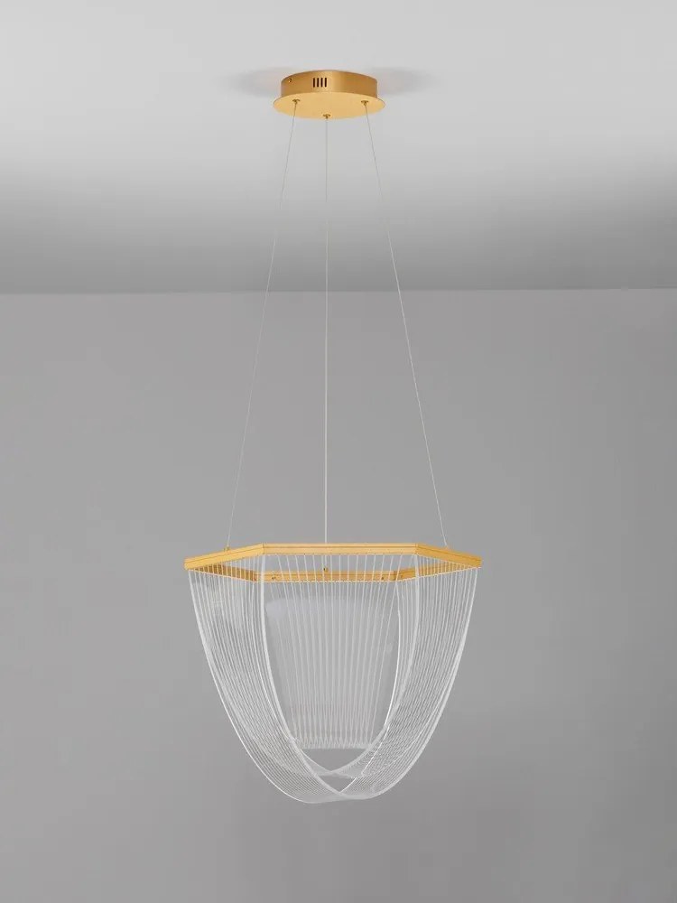 Hliníkové LED stmívatelné závěsné svítidlo ve zlaté barvě se stínidlem z akrylového skla ø 52 cm Valentin – Nova Luce