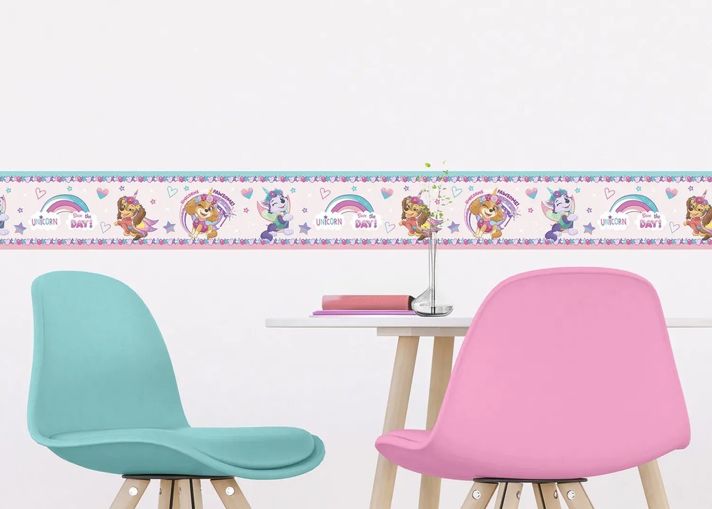 Dětská samolepící bordura na zeď Tlapková Patrola Snít ve Velkém | 5 m x 13.8 cm | DWBD8033