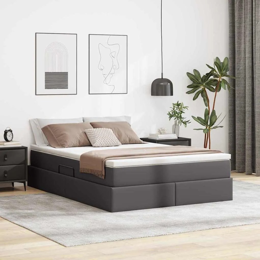 Postel s úložným prostorem a matrací Šedá 140 x 190 cm 3370164