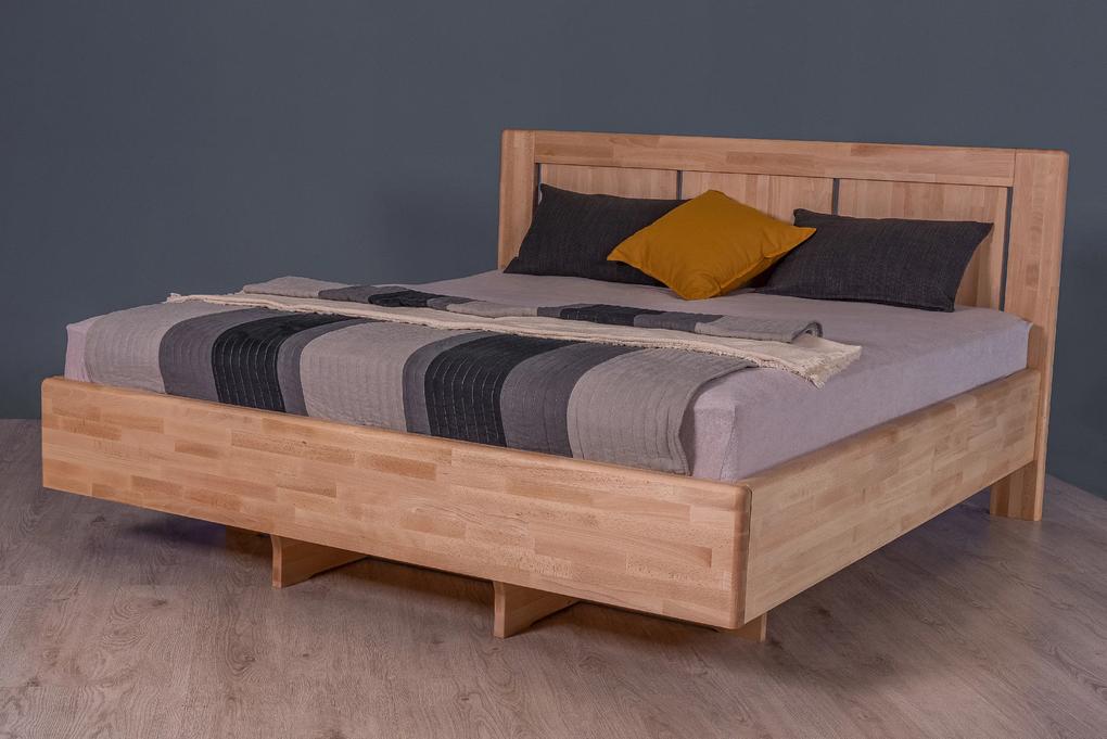 Masivní postel ANDROMEDA - Solwo Design Dřevo a odstín oleje: BUK Cink - Olej odstín BO102, Rozměr spací plochy: 220x200