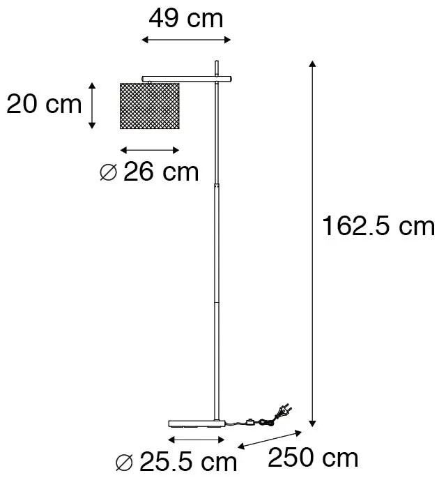 Průmyslová stojací lampa černá - Drum Mesh