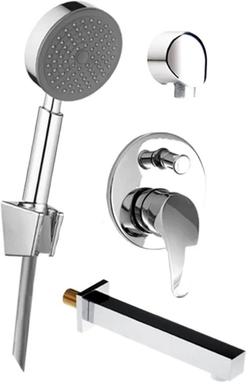 MEREO - Vanový set: sprchová podomítková baterie, vanové hubice, ruční sprcha, stěnový vývod CB650E