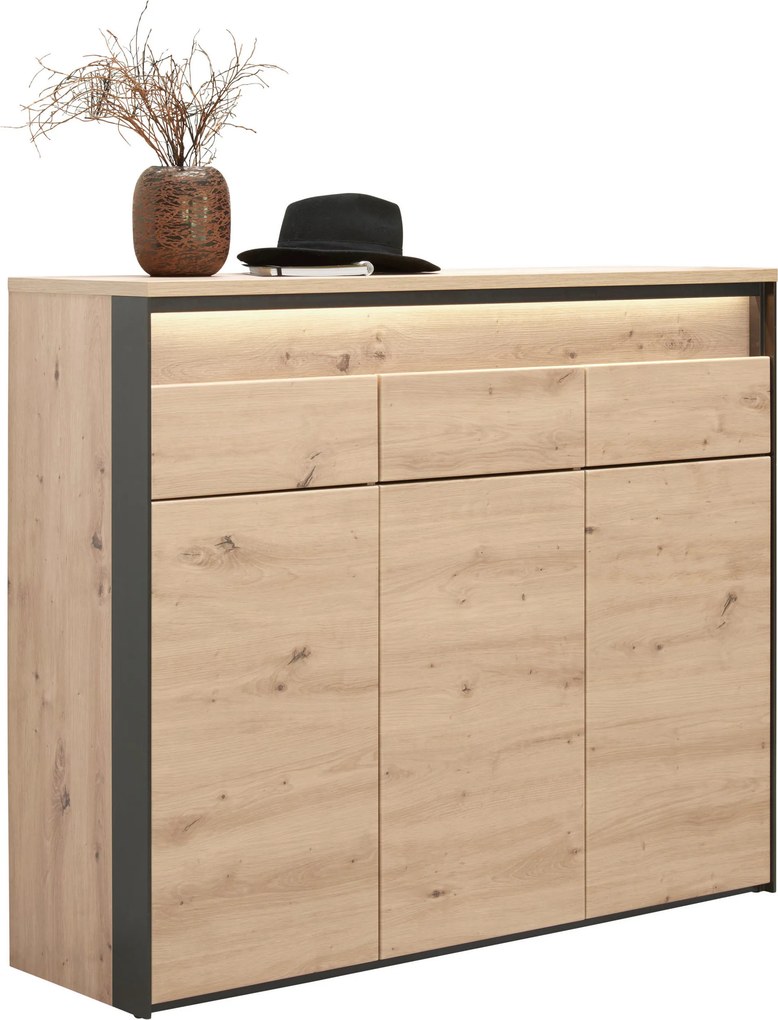 XXXLutz BOTNÍK, černá, dub artisan, 126/106/38 cm Voleo - Botníky - 000589000501