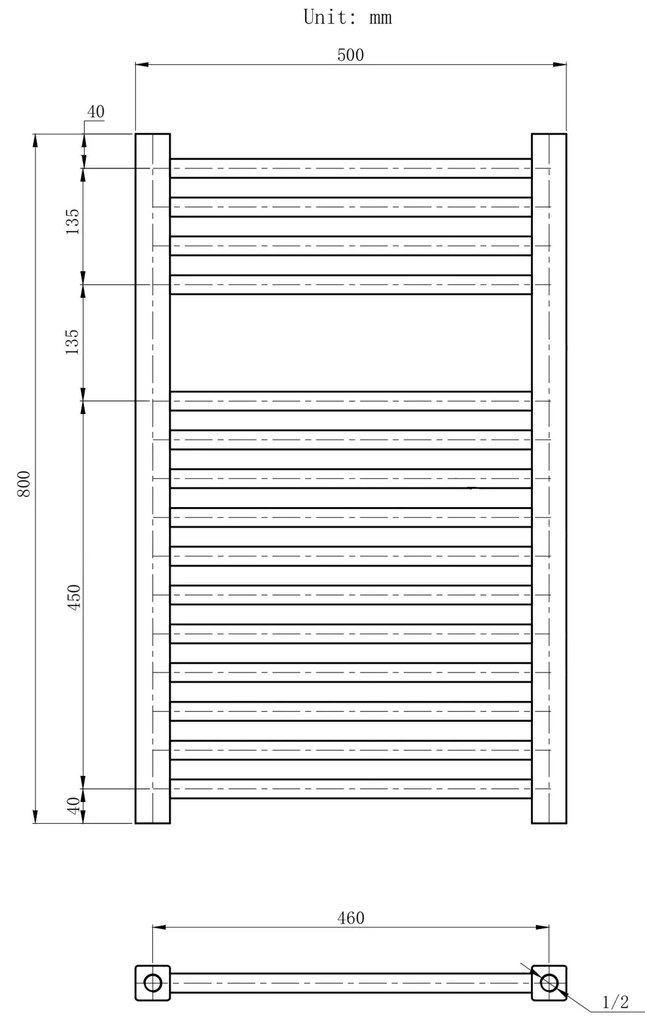 Gamma Erga Proper, topné těleso 800x500 mm, 466W, bílá, ERG-LAV-PROP-8050-WH