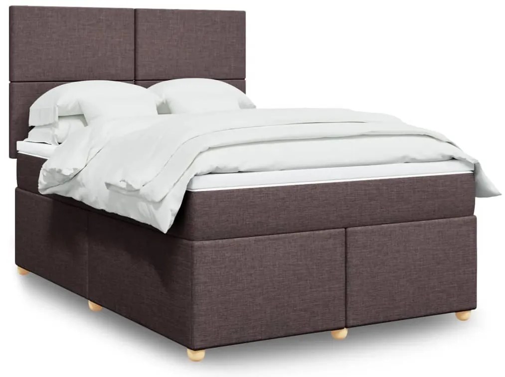 Box spring postel s matrací tmavě hnědá 140x190 cm textil 3291271