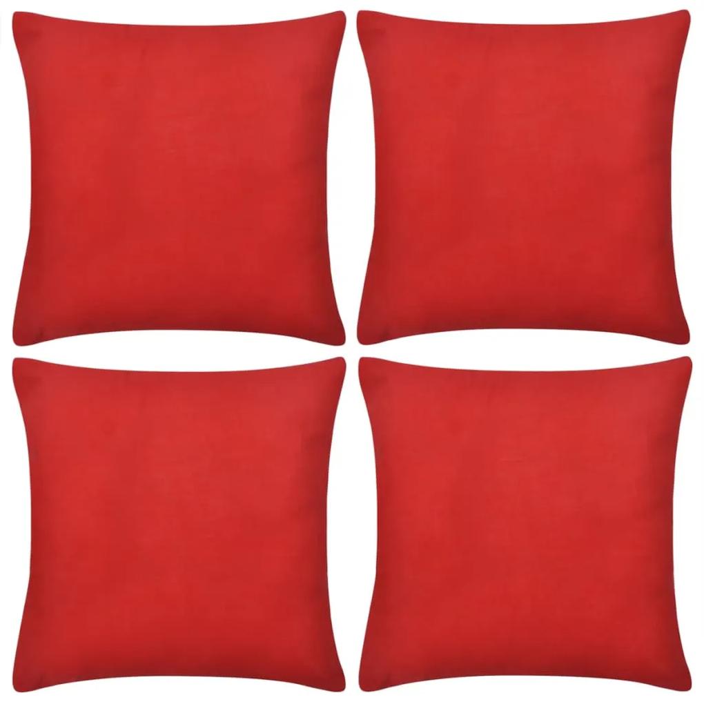 130917 vidaXL 130917 4 Red Cushion Covers Cotton 50 x 50 cm