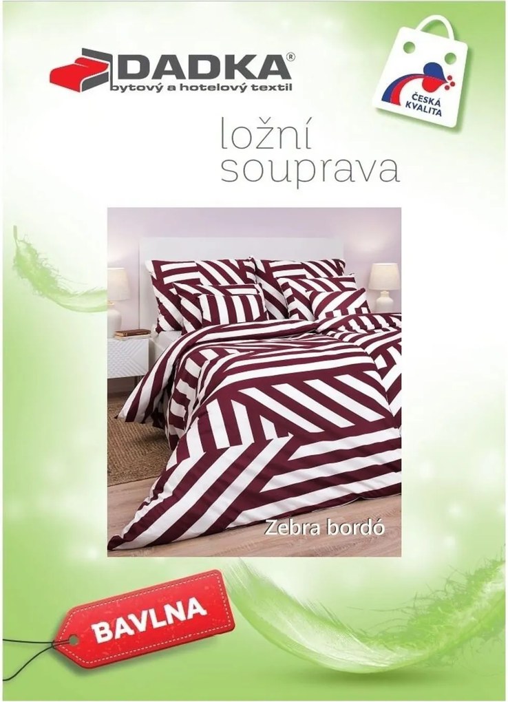 Bavlněné povlečení Zebra bordó 140x200, 70x90 cm