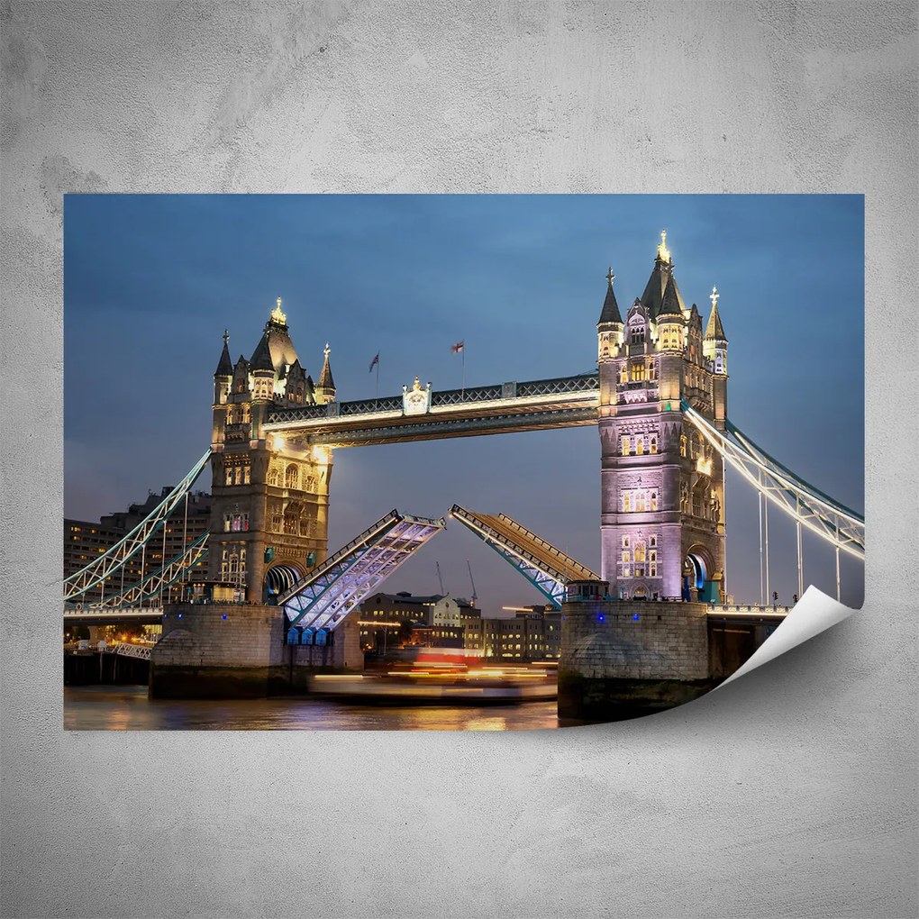 Plakát - Londýnský most v noci (60x40 cm) - PopyDesign