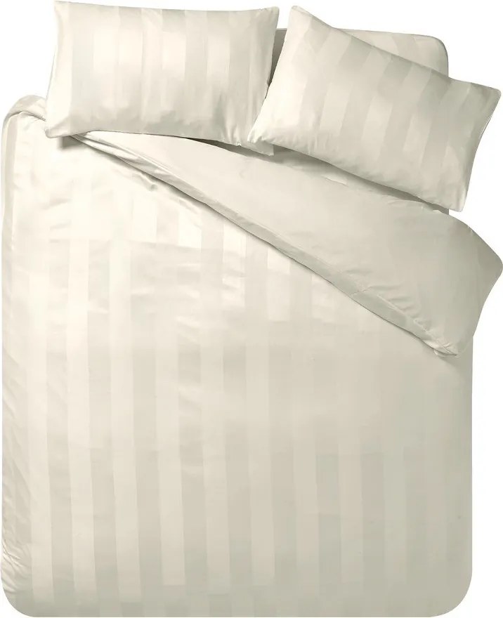 Krémové saténové povlečení na jednolůžko 135x200 cm So Soft Satin Stripe – Catherine Lansfield