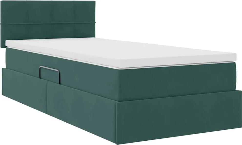Postel s úložným prostorem Tmavě zelená 100 x 200 cm samet 3370740