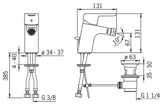 Hansa Bidetová stojánková páková baterie HANSAPRIMO s výpustí 49433203