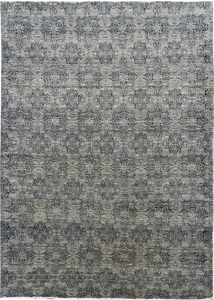 Diamond Carpets India, Ručně vázaný kusový koberec Diamond DC-JK 1 SILVER/BLACK, 140x200, šedá, chodba / předsíň