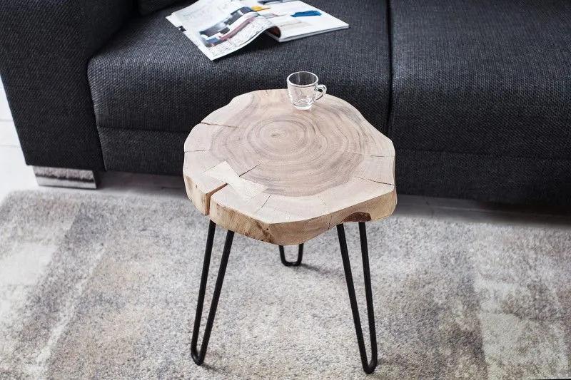 Deflee odkládací stolek GOA 40-A masiv akácie OS36707masivní akáciové dřevo  výška: 45 cm, stolová deska Ø: 40 cm