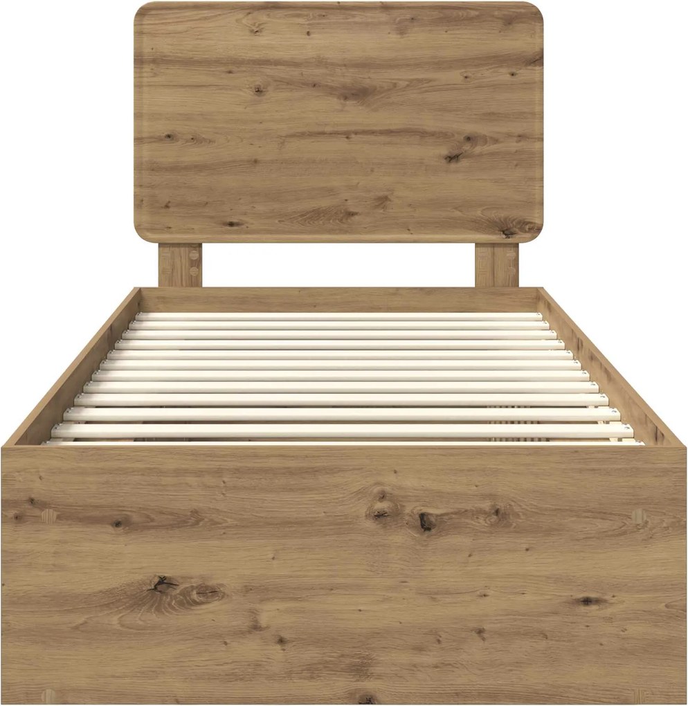 Rám postele Umělecký dub 90 x 200 cm Masivní borové dřevo 3412541