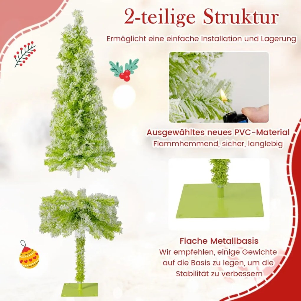 Costway Umělý vánoční stromek se světly a sněhem 150 cm Vánoční stromeček