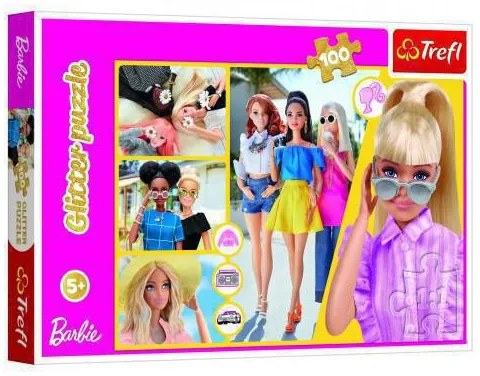 Trefl Puzzle Glitter Třpytivá Barbie 48x34 cm 100 dílků