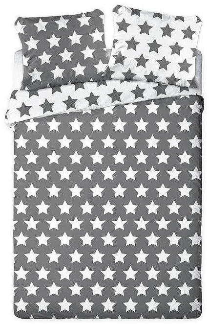 Francouzské povlečení Hvězdy šedé Bavlna, 220/200, 2x70/80 cm