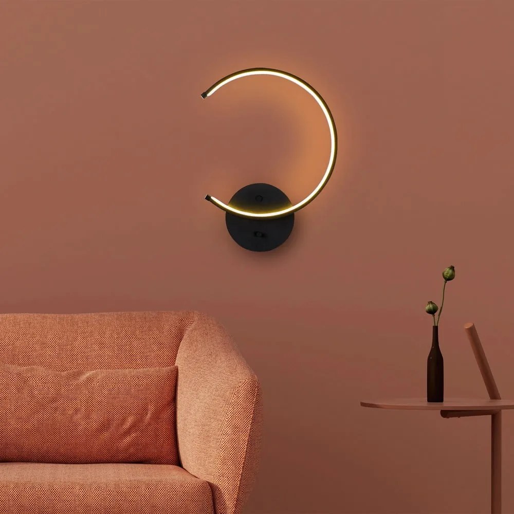 Černé LED nástěnné svítidlo ø 10 cm Moon – Opviq lights