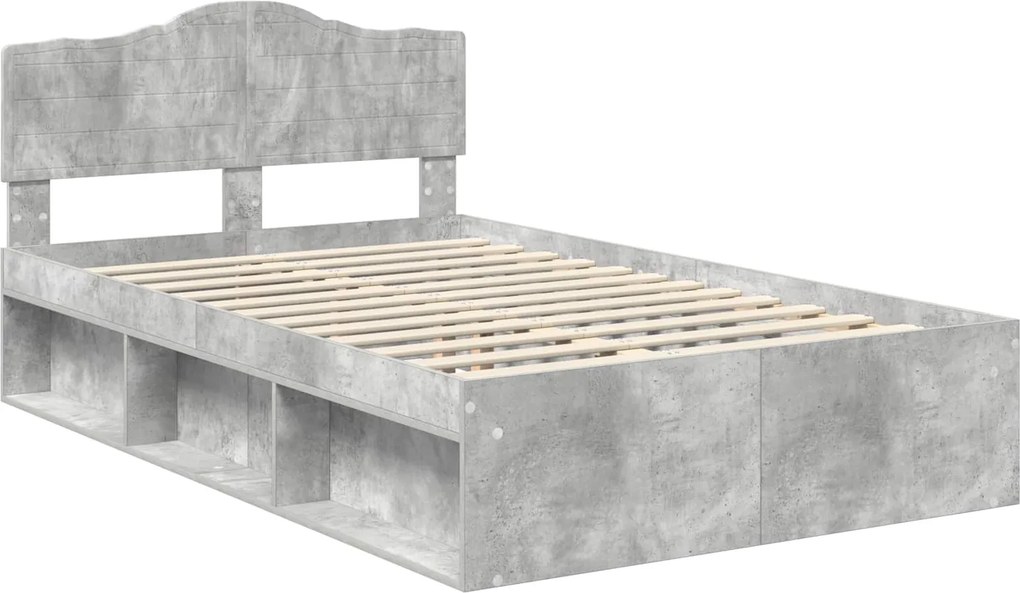 Rám postele s čelo Beton 120 x 200 cm Masivní borové dřevo 3412919