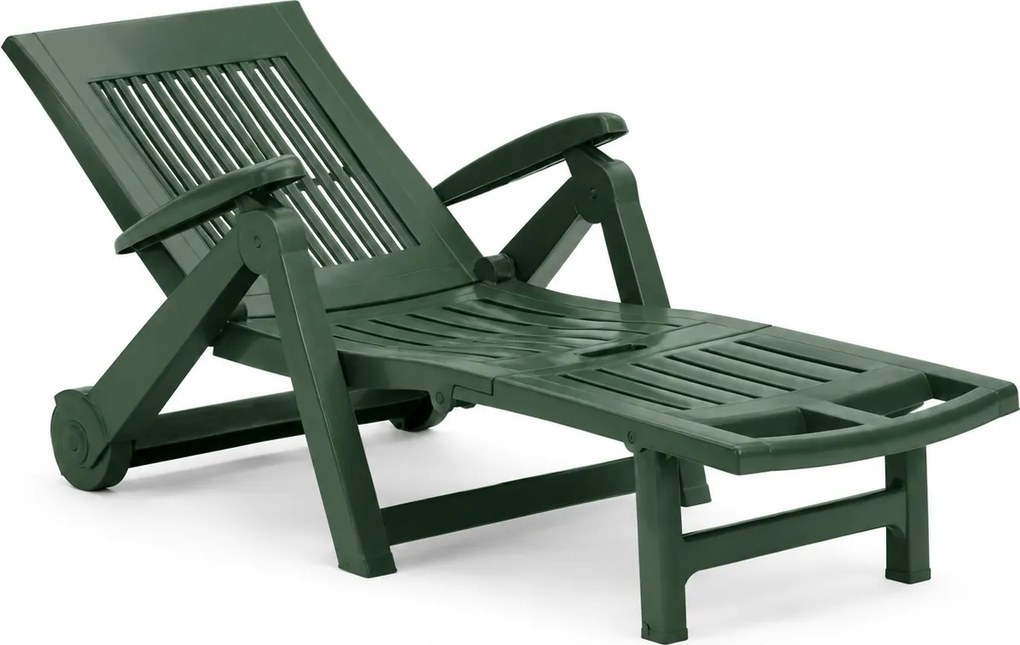Zahradní lehátko ZIRCONE, 72×195×101 cm, tmavě zelená I.P.A.E-Progarden