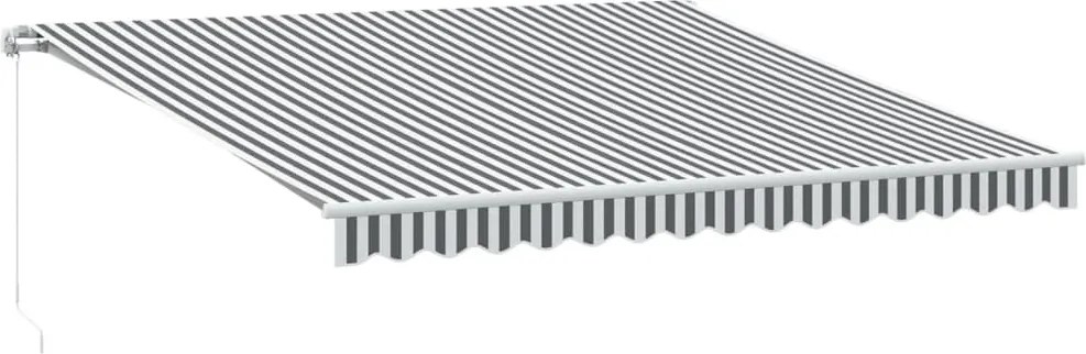 Ručně zatahovací markýza antracitová a bílá 400 x 350 cm 3215792