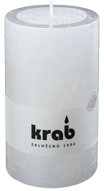 Krab - válcová svíčka 60 × 100 mm, rustikální, bílá