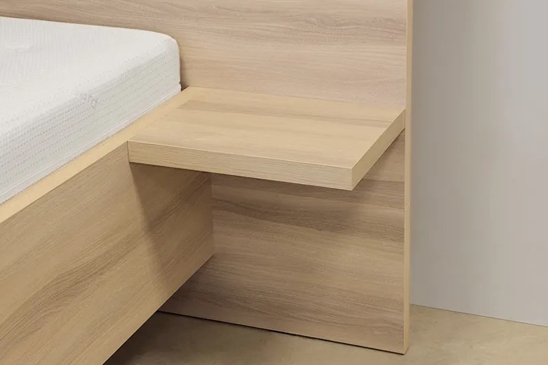 Ahorn Salina postel Dekor: Dub bílý, Rozměr: 140 x 200 cm, Noční stolek: Jednozásuvka oboustranná