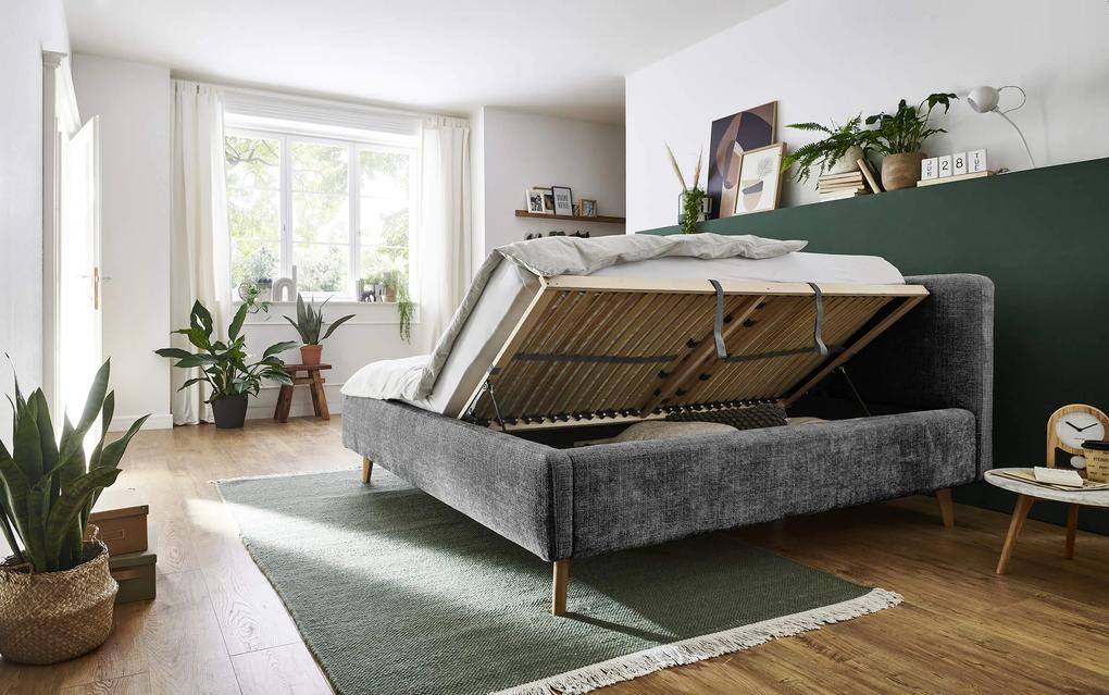 Dvoulůžková postel taupe s úložným prostorem 180 x 200 cm chenille antracit MUZZA