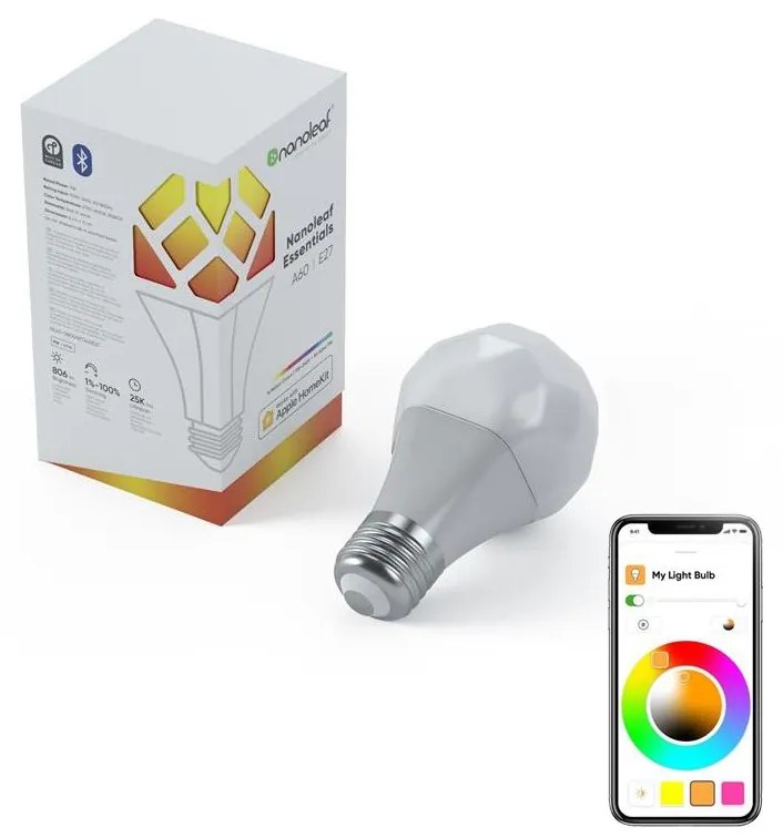 LED RGB Stmívatelná žárovka ESSENTIALS A19 E27/8W/230V 2700-6500K - Nanoleaf