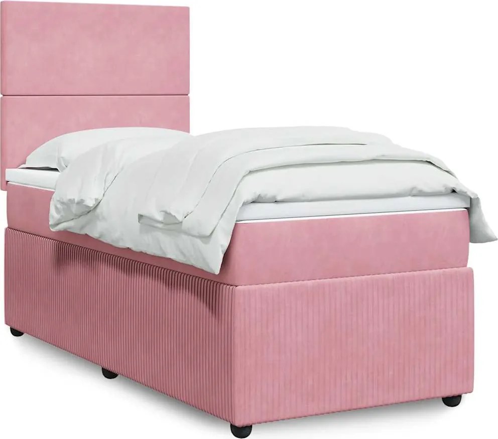 Box spring postel s matrací růžová 100x200 cm samet 3294561