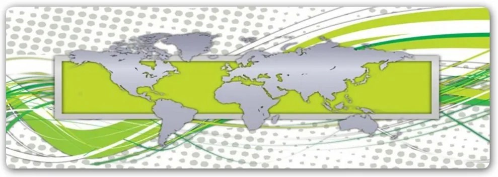 CARO Kovový obraz - World Map - Green 50x20 cm