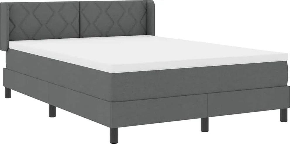 Postel s boxspringem s čelo Tmavě šedá 190 x 140 cm textil 3341161