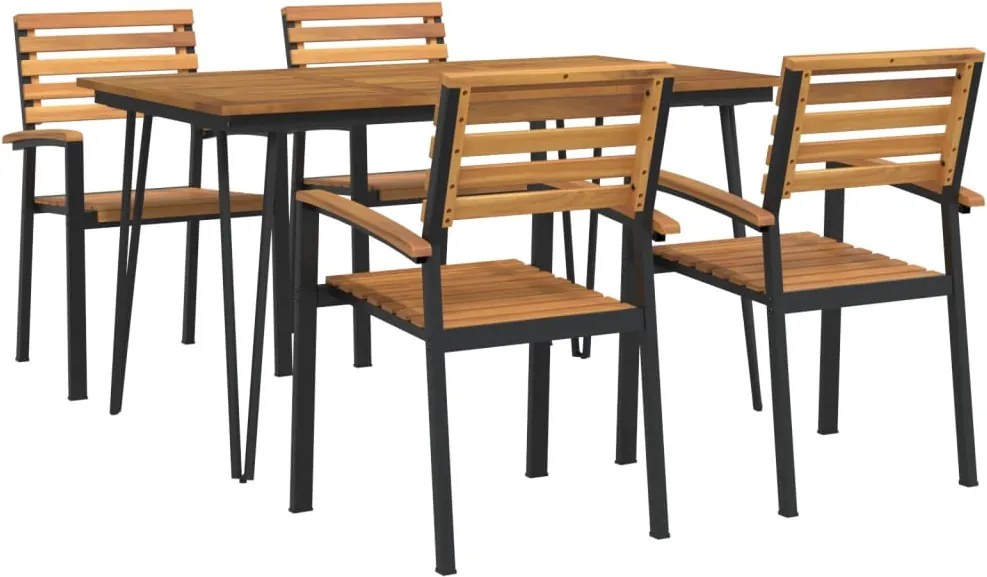 5dílný zahradní jídelní set masivní akáciové dřevo a kov 3155414