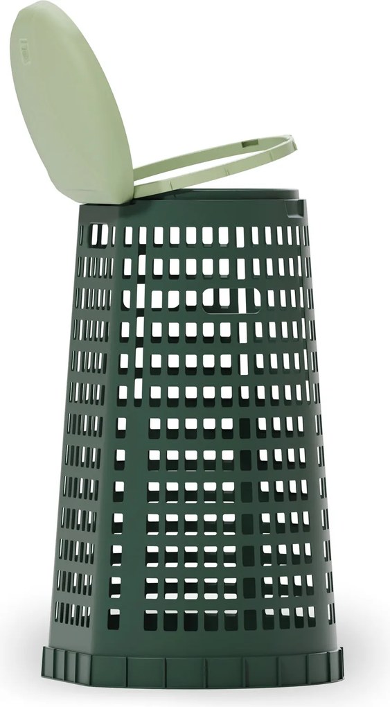 Plastový odpadkový koš na 120 l pytle, zelený, zelené víko