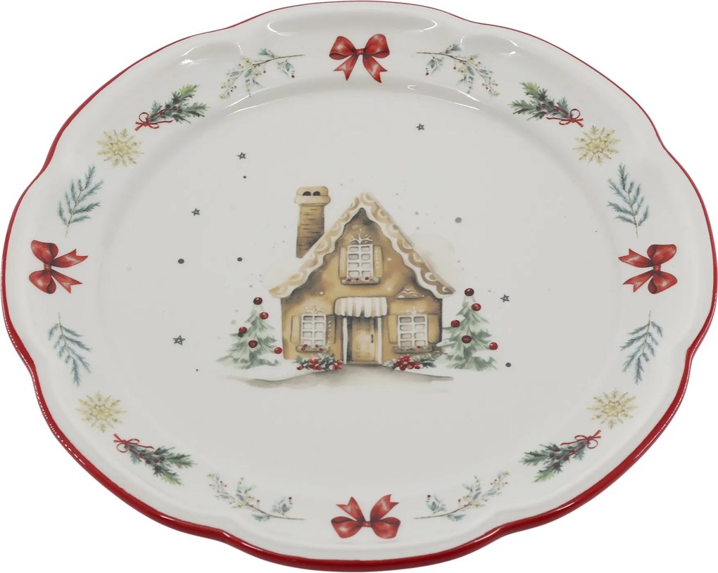 Vánoční keramický dezertní talířek Chalet de Noël – Ø 20,5*2 cm